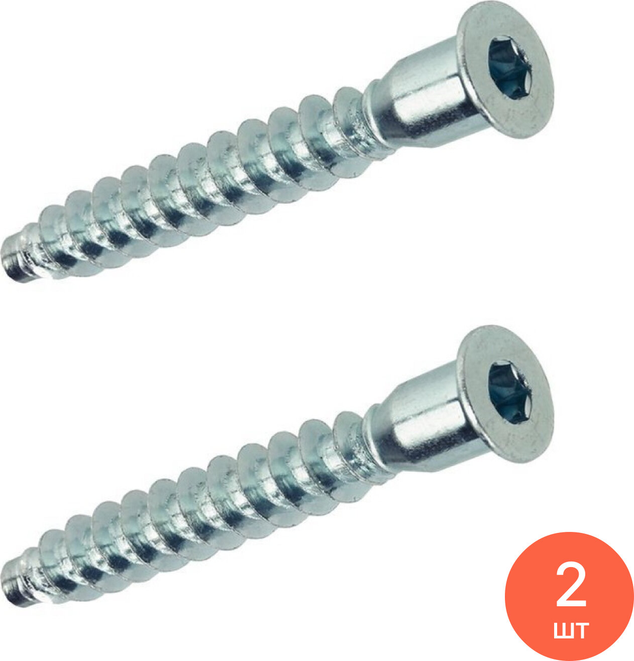 Мебельная стяжка Element / Элемент евровинт, из стали, цвет серый, 7х50мм, 50шт. / фурнитура (комплект из 2 шт)