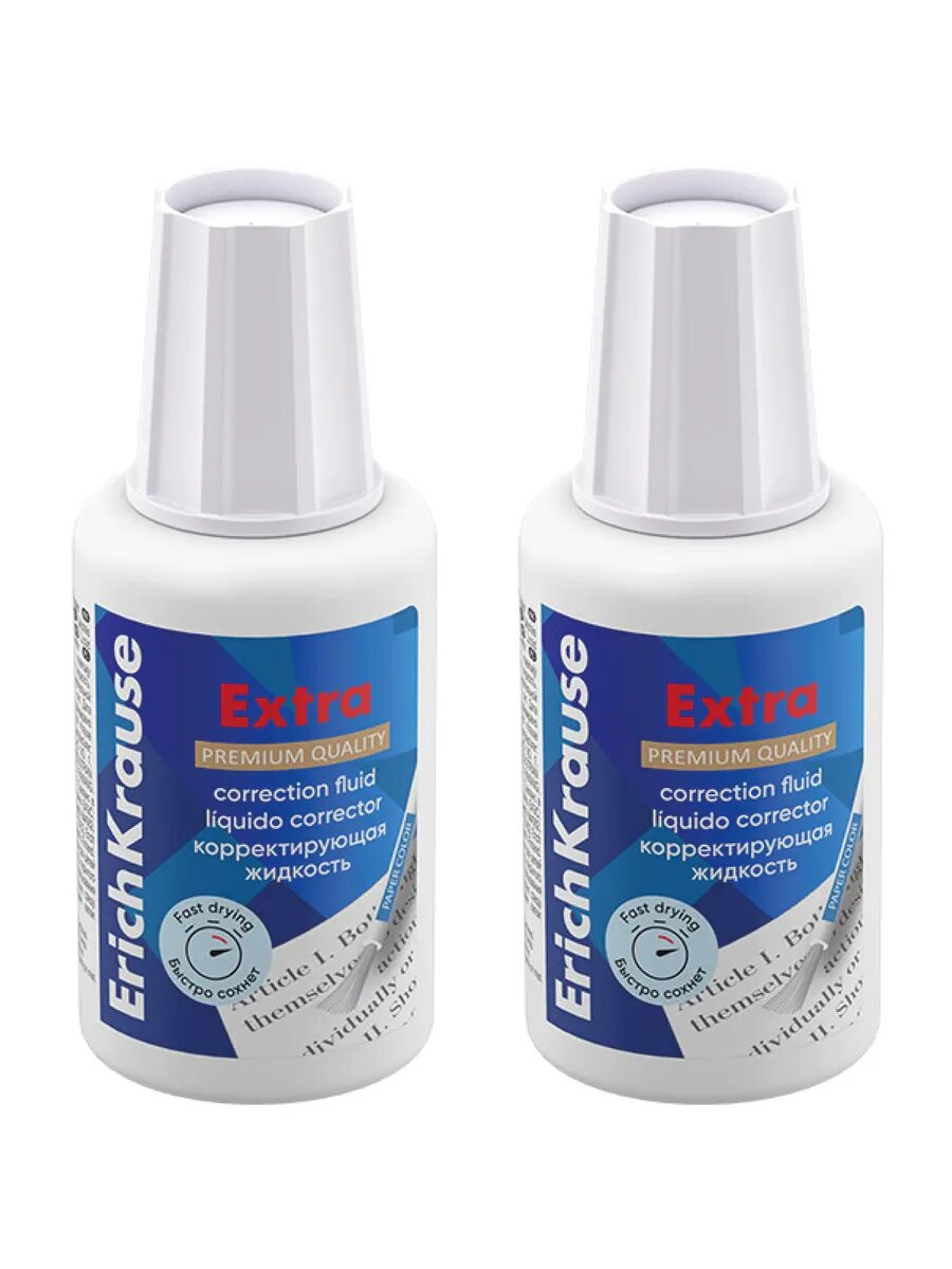 Корректирующая жидкость с кисточкой 20г Extra, 2шт