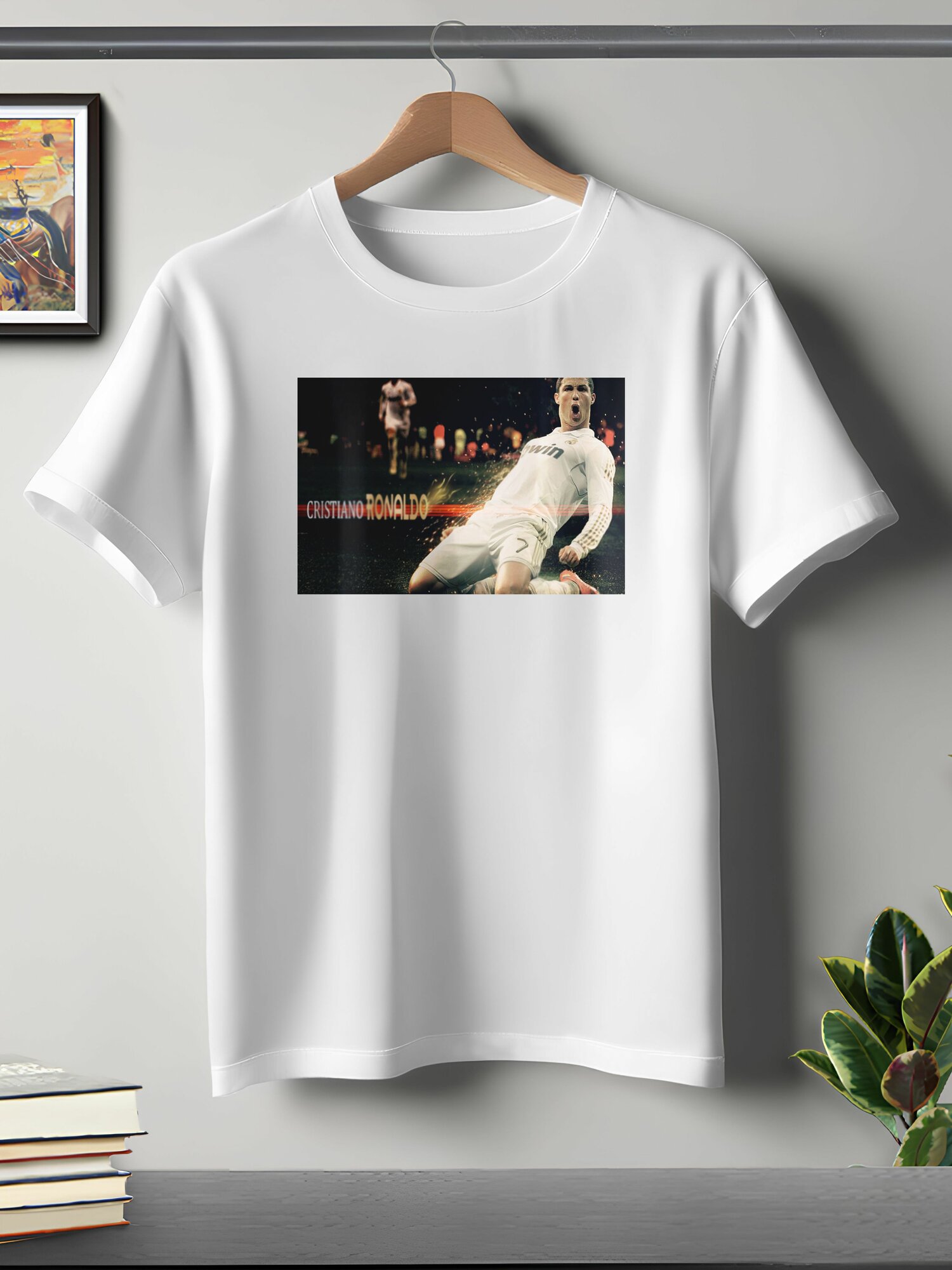 Футболка  Детская ONEQ 140 (10-11) размер с принтом Cristiano Ronald, белая