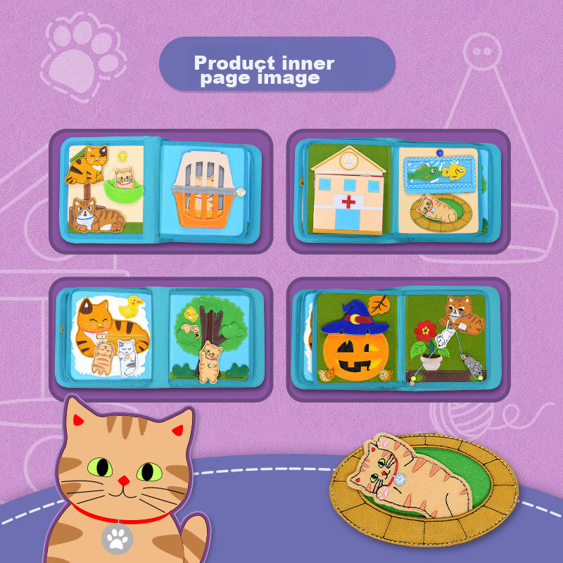 MY FIRST BOOK Montessori Early Education Cloth Book, Children's Toy, for 1-3 Year Old Babies, Lucky Cat, Luxury Book, First Birthday Gift