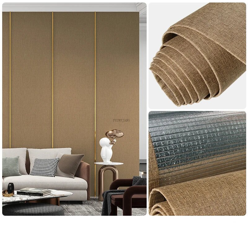 Льняные самоклеящиеся обои FYSWPJANG Coffee Color