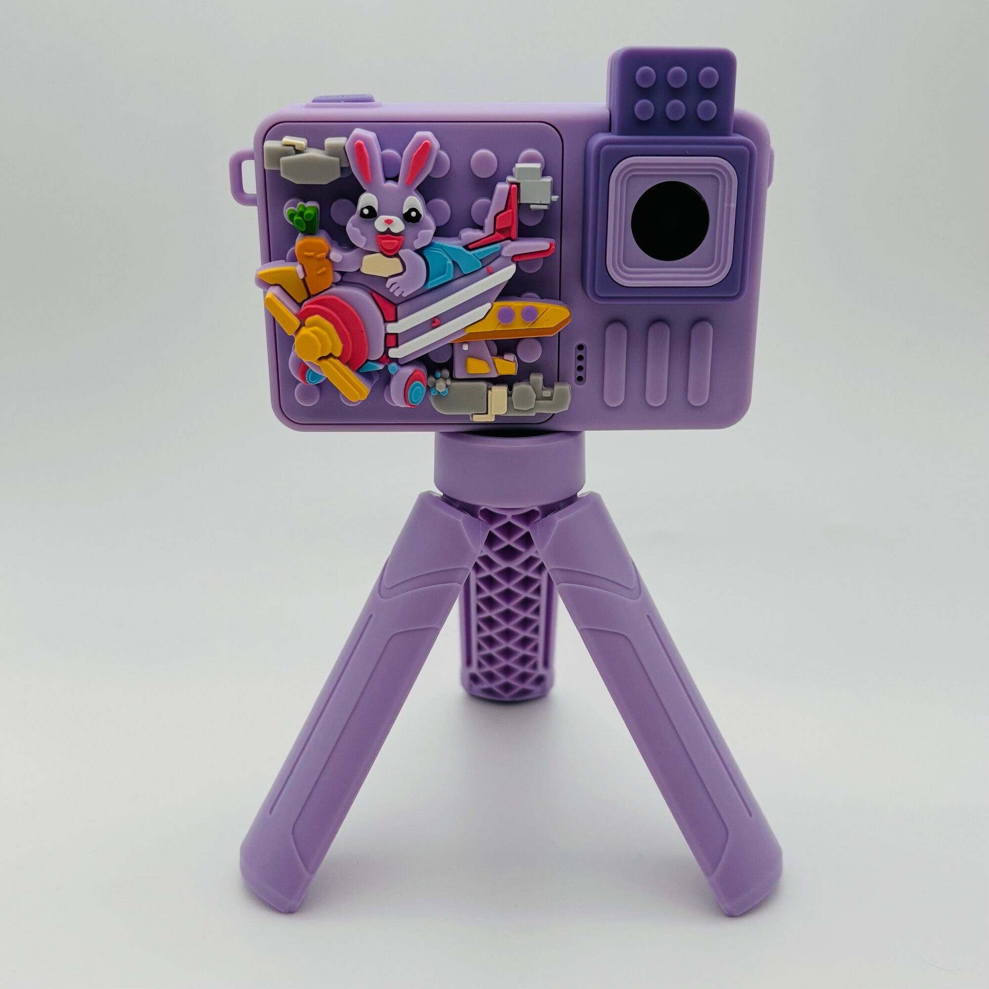 Детский фотоаппарат с Флип камерой для девочек цифровой, фотокамера для детей со штативом, Зайчик для ребенка