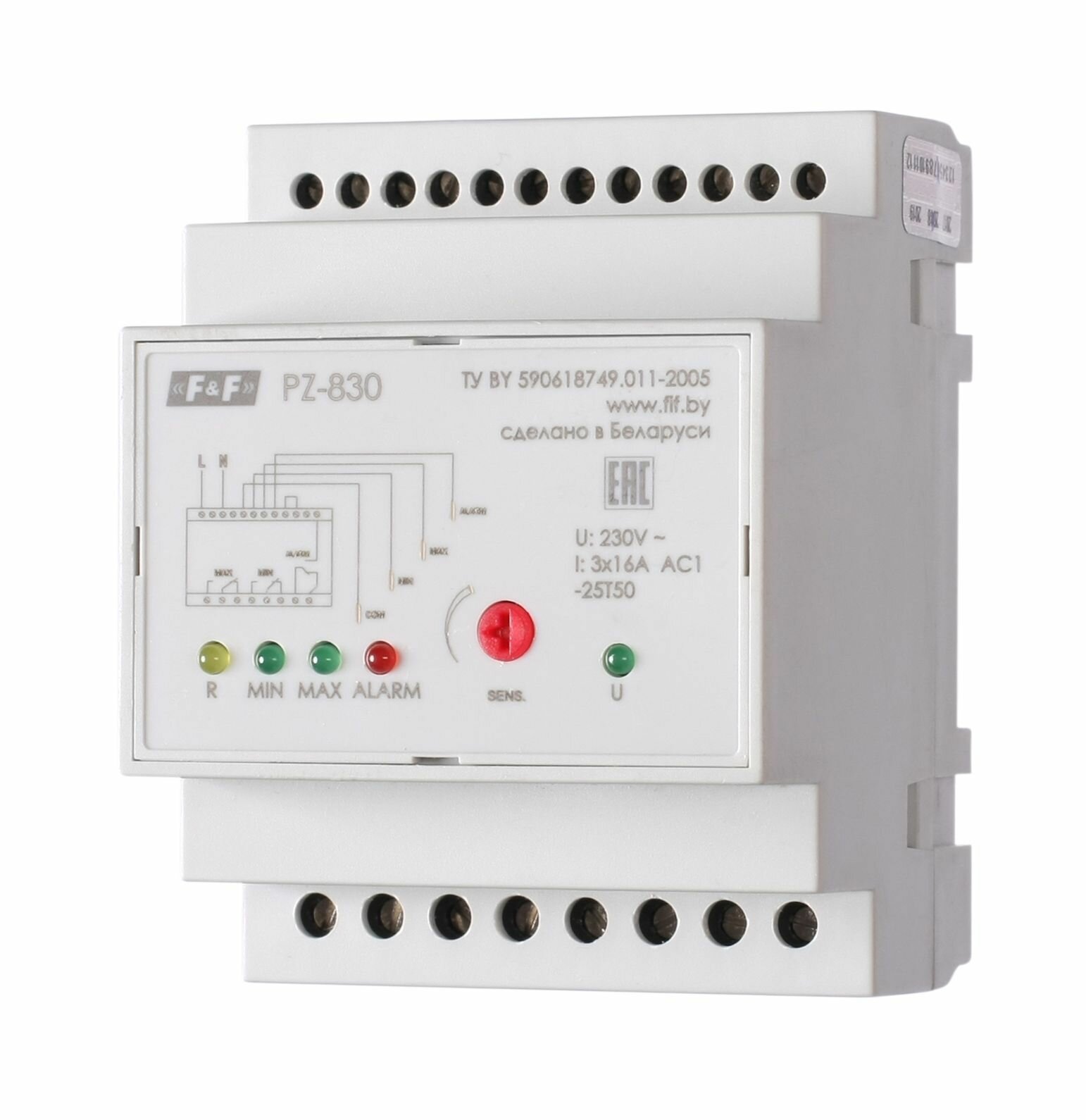 Реле контроля уровня жидкости F&F, PZ-830, трехуровневый