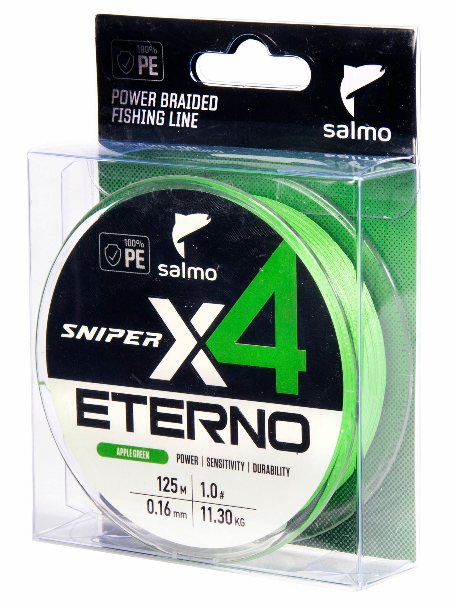 Шнур плетёный Salmo Sniper х4 ETERNO BRAID Apple Green 125 м 0.16 мм