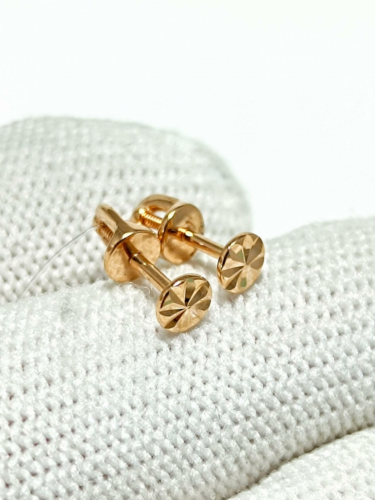 Серьги пусеты, красное золото, 585 проба