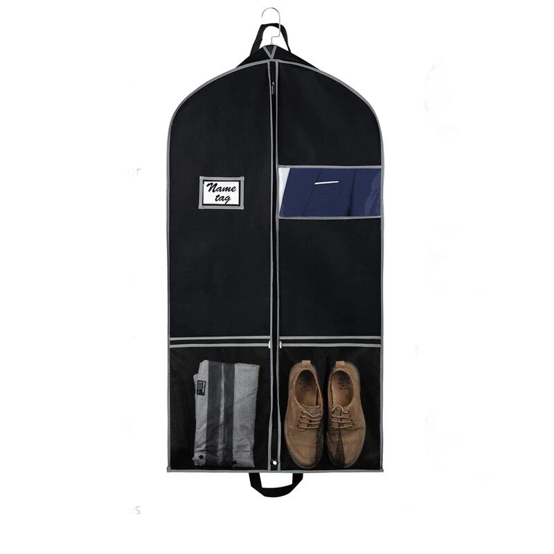 Чехол для одежды черный нетканый 60x130x10cm