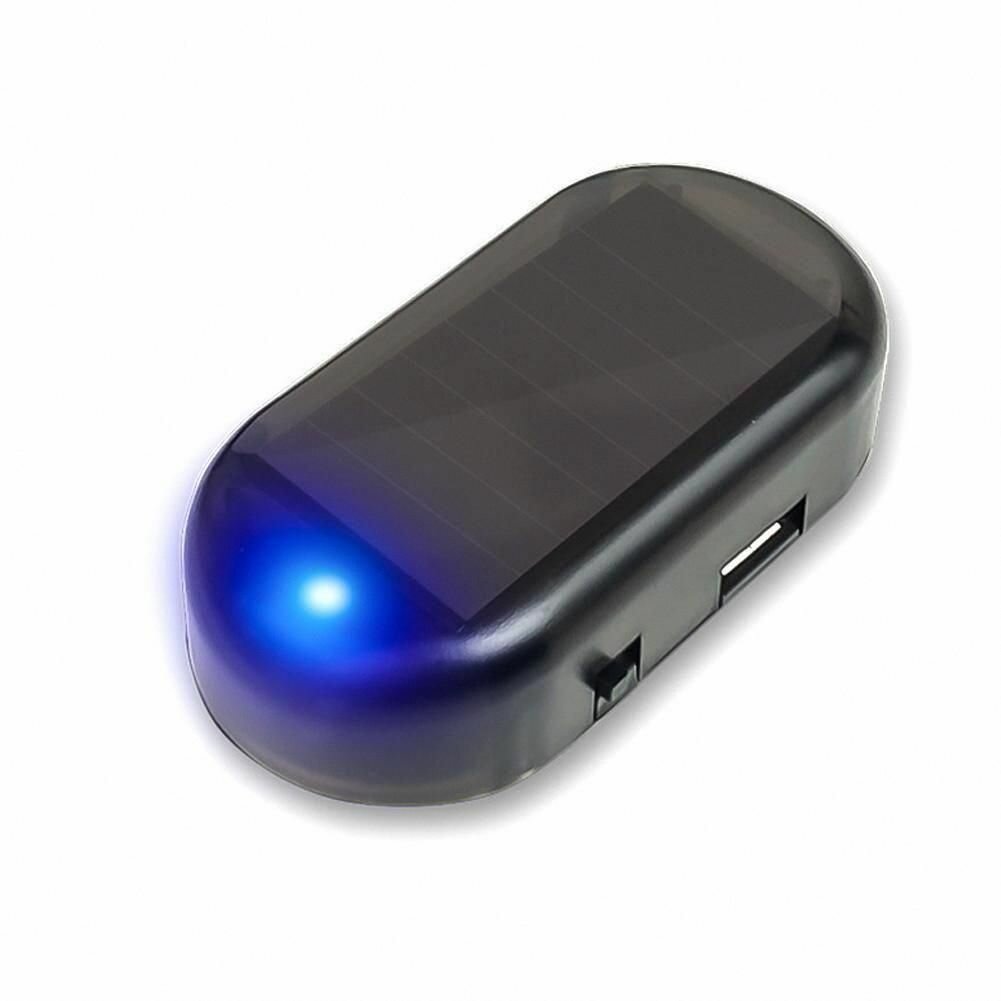 Сигнализация-имитатор для автомобиля — беспроводной солнечный мигающий фонарь на приборную панель, синий/красный