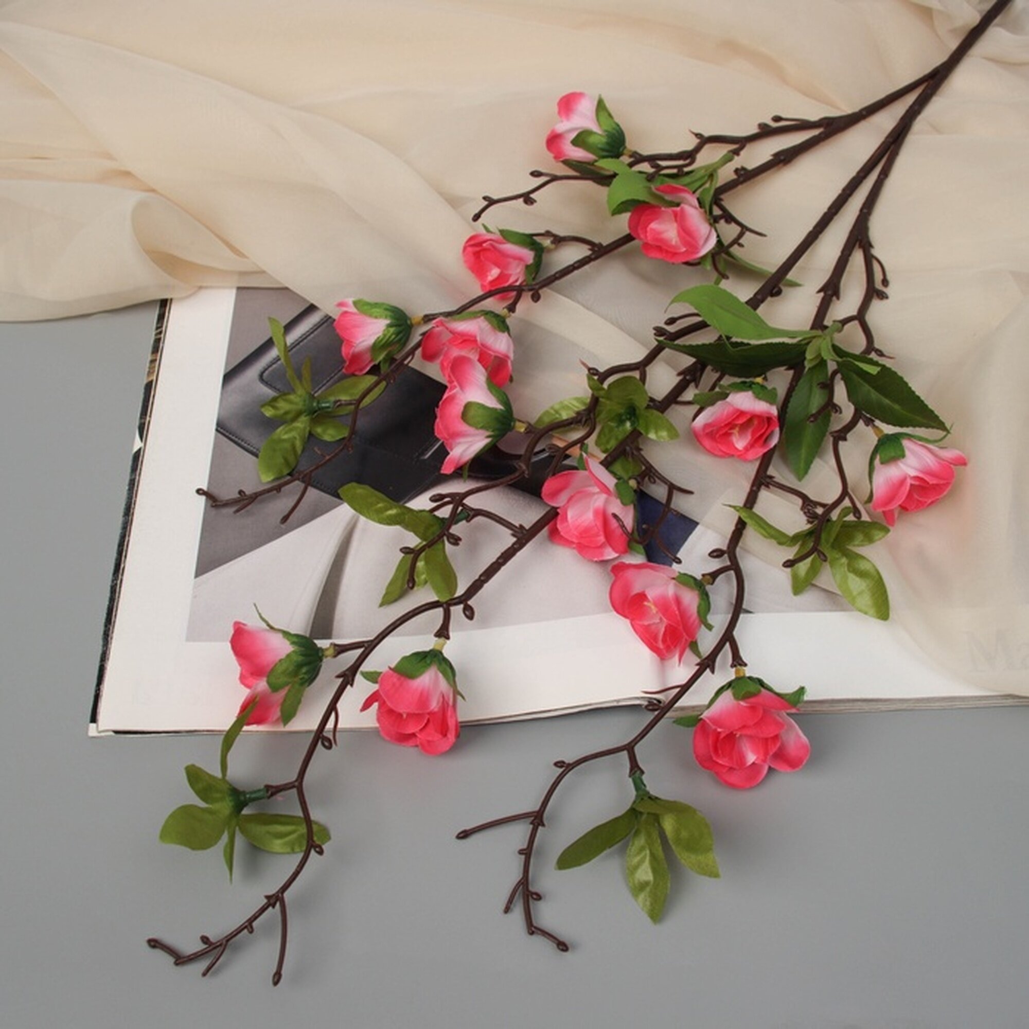 Искусственные цветы Poetry in flowers «Роза мини карнавал», розовые, пластик, текстиль, 70x4 см