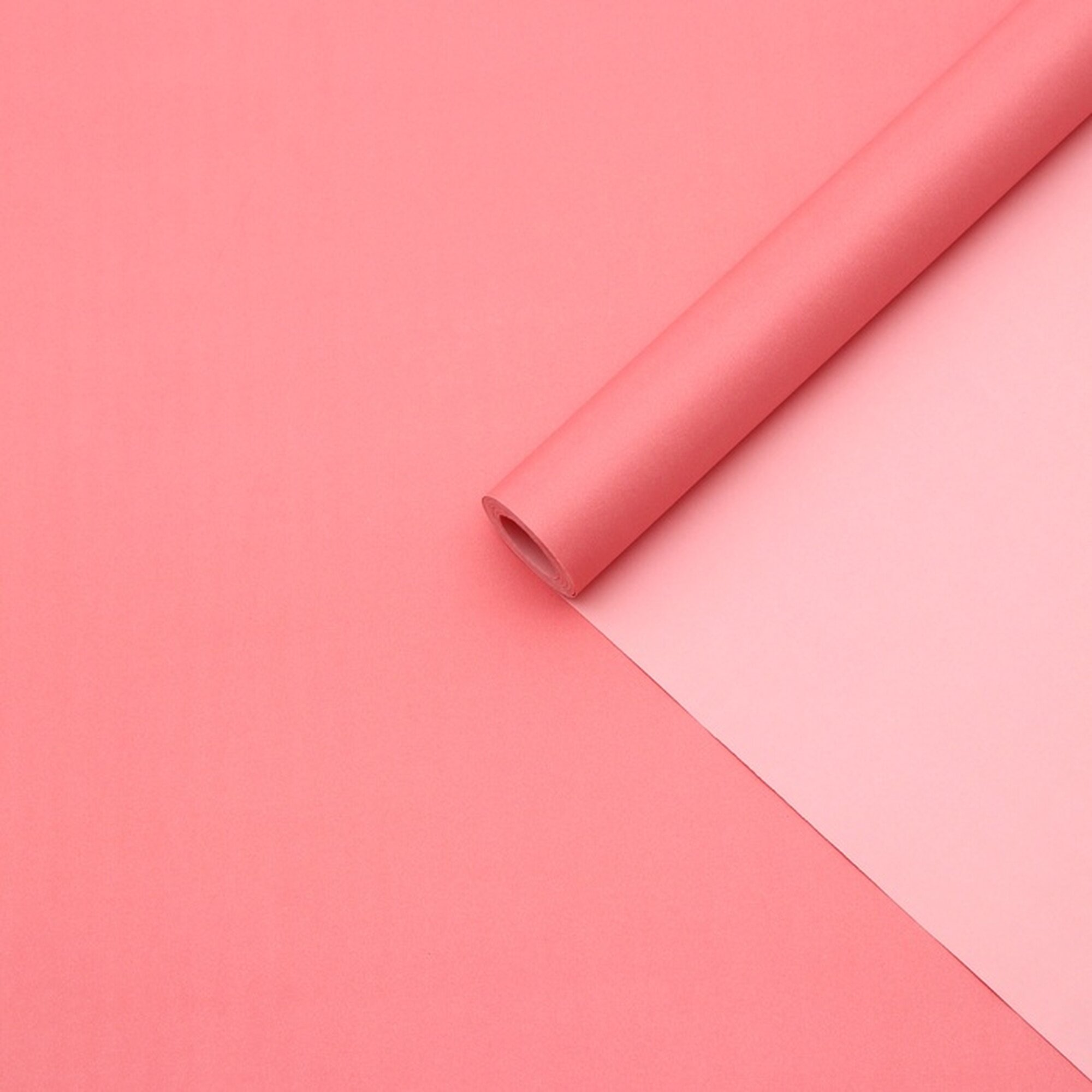 Бумага упаковочная крафт, двусторонняя, 0,7 x 10 м, розовая, без рисунка