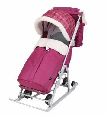 Санки-коляска Nika Ника детям 7-5Н НД7-5Н, вишневый в клетку