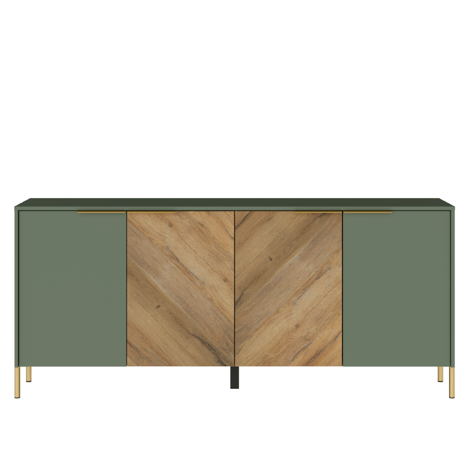 Тумба БРВ-Мебель SIENA КОМ4D Дымчатый зеленый/Дуб вотан ш 197, в. 86, г. 41