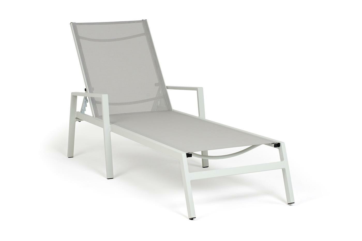 Шезлонг 4SIS "Парма" шезлонг из алюминия темно-серый (RAL7024) муар, ткань текстилен серая арт. PAR-SH-001 RAL7035 Mua(VT116)