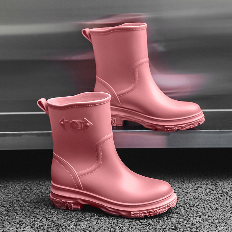 Летние полусапожки, модные резиновые сапоги, женская обувь для отдыха на воде, мягкая подошва, водонепроницаемая, нескользящая, рабочая, кухонная обувь, новые резиновые туфли, резиновые сапоги средней высоты