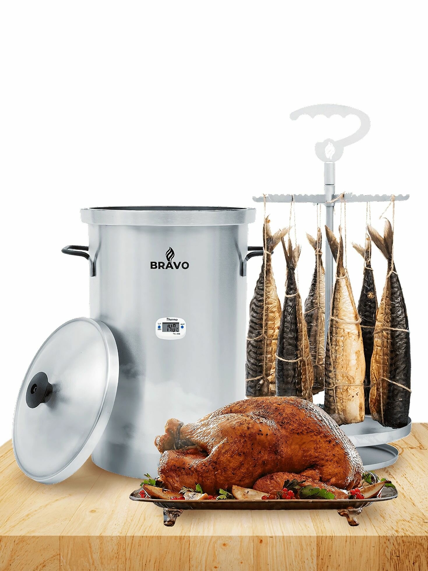 Коптильня горячего копчения домашняя Браво 2 из нержавеющей стали, 30 л