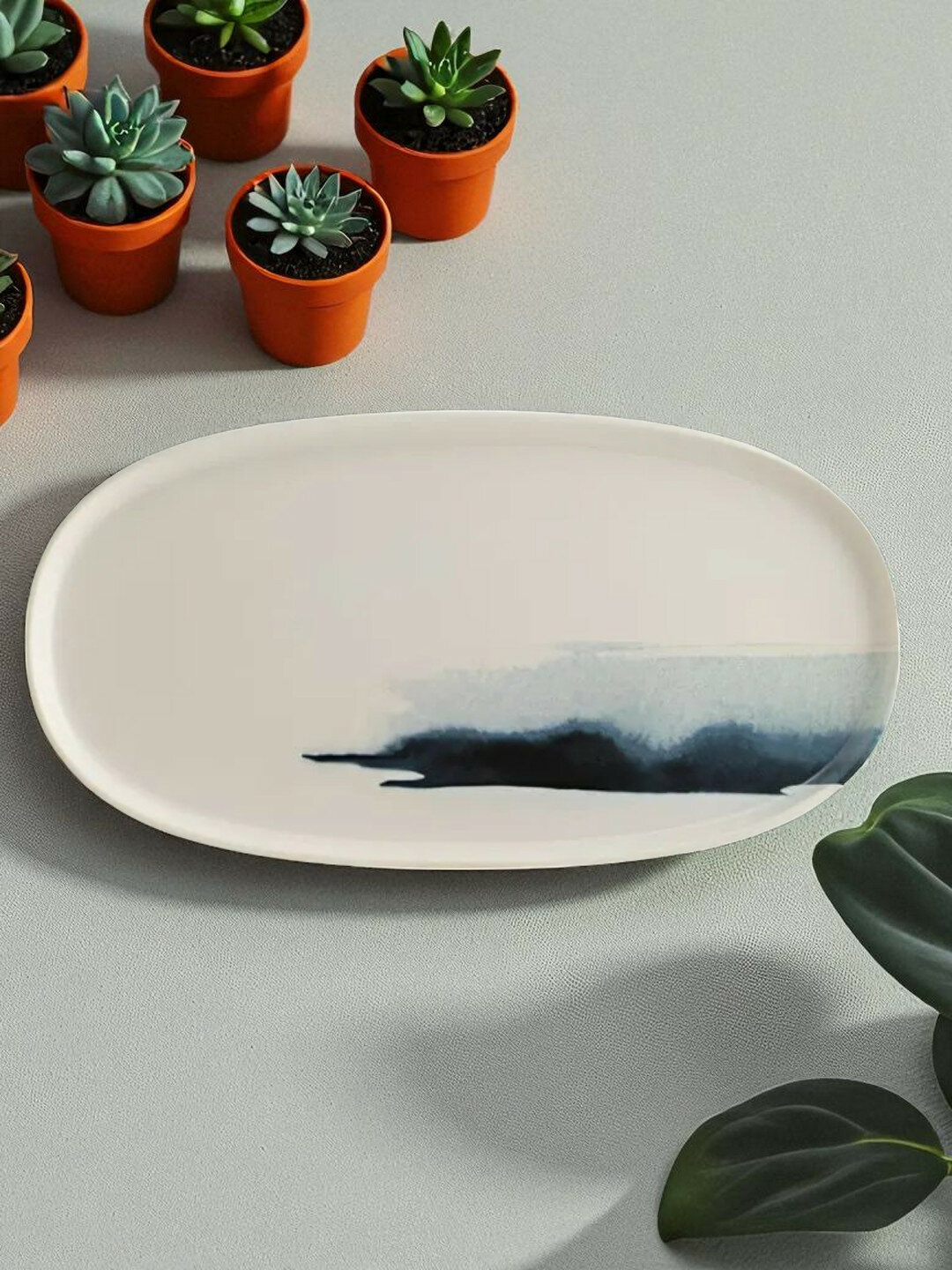 Блюдо овальное для подачи и сервировки 30*15.5 см, фарфор, серый, Bonna Blue Wave