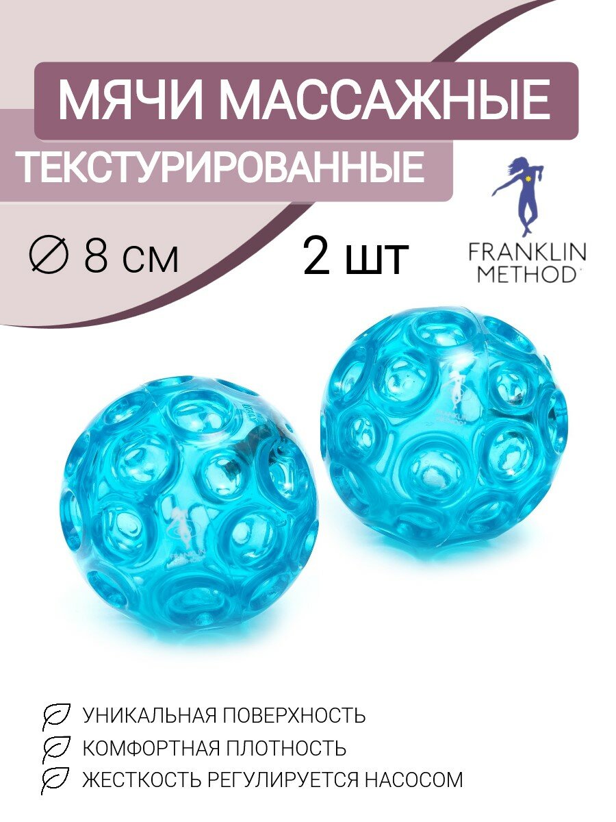 Мячи для МФР FRANKLIN METHOD Textured Mini Ball Set текстурированные 2 шт, диаметр 8 см, голубые