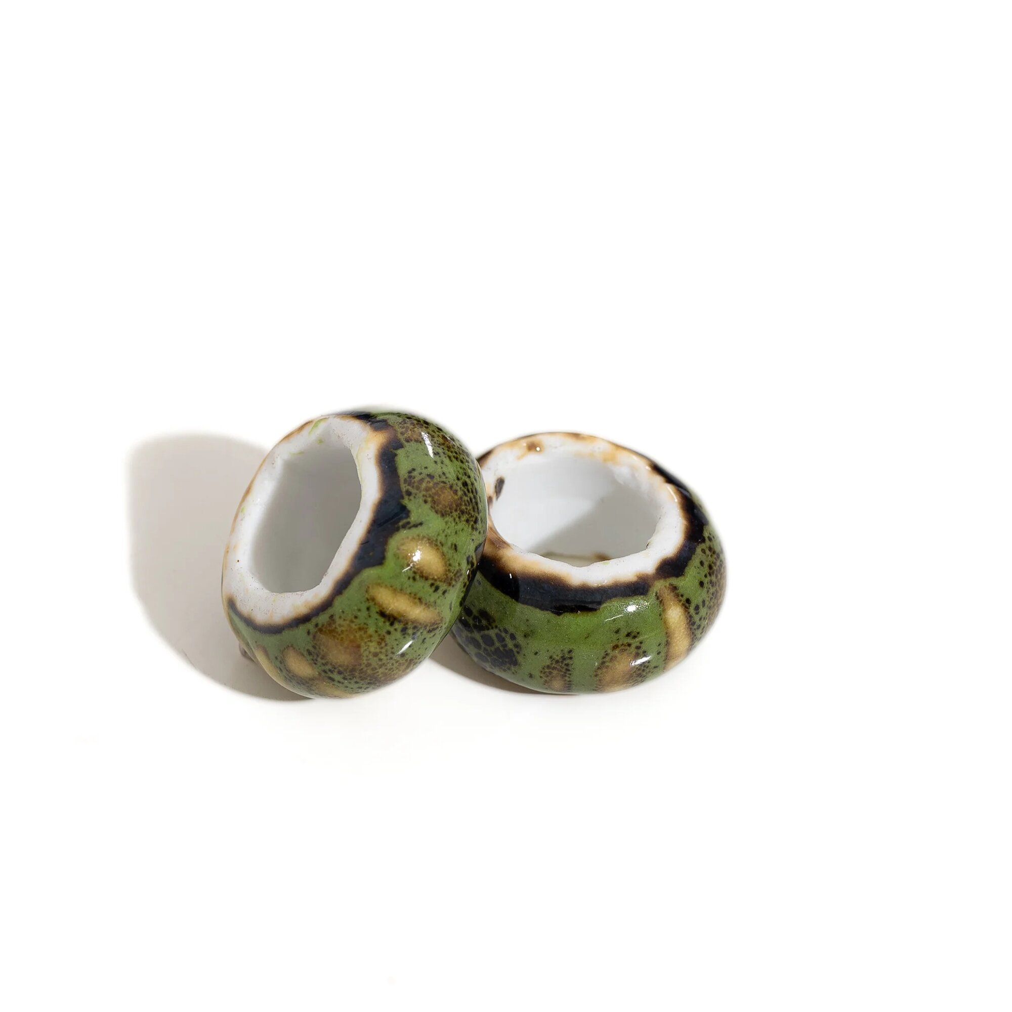 Керамические бусины с зеленой глазурью, круглые бусины-разделители с большим отверстием, деревенские ювелирные изделия ручной работы, ожерелье, браслет, аксессуары для рукоделия