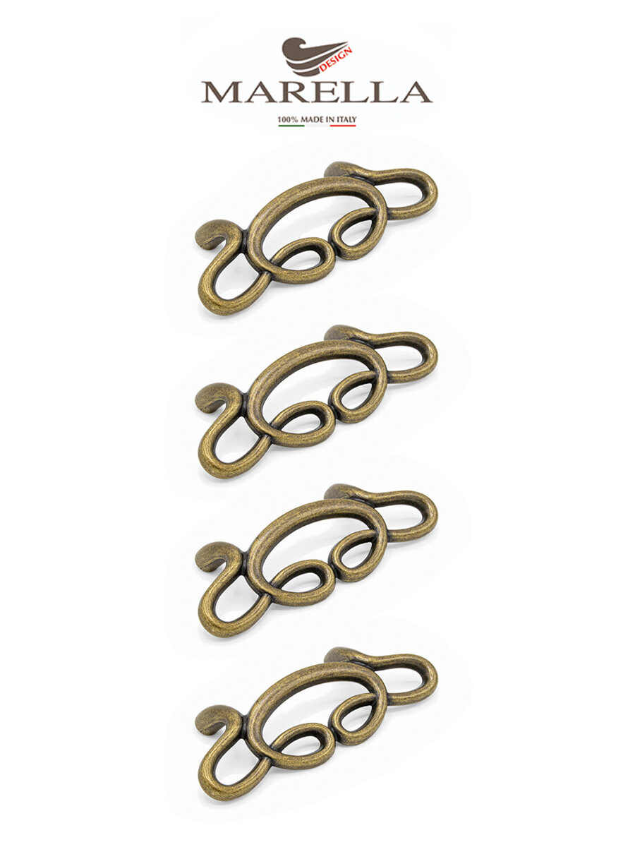 Ручка мебельная скоба 64 мм ROBERTO MARELLA (Италия) античная бронза (комплект 4 шт.)