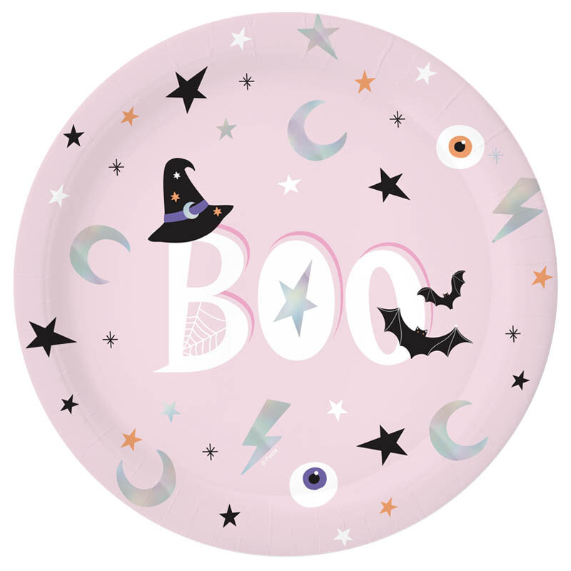 Тарелки бумажные "Хэллоуин" Буу (BOO), 18 см, 6 шт.