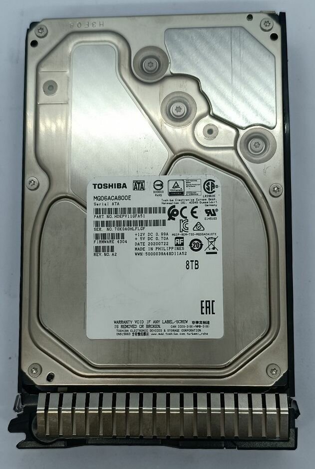 Жесткий диск SATA 8TB 7200RPM 6GB/S 256MB MG06ACA800E TOSHIBA