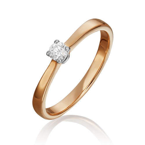 Кольцо, комбинированное золото, 585 проба, бриллиант