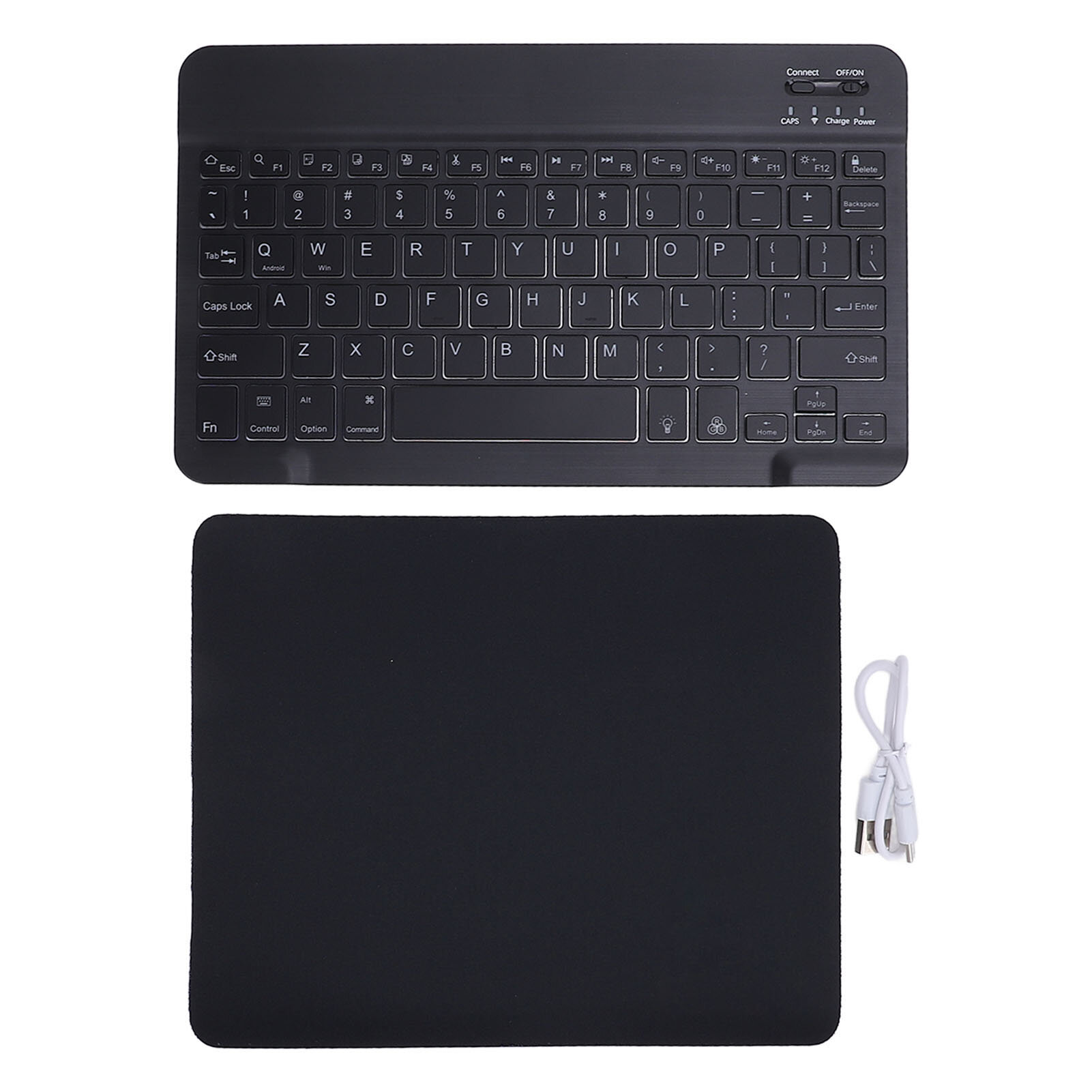 Портативная клавиатура Bluetooth Беспроводная перезаряжаемая RGB Backlit 10 -дюймовая Ultra Slim Ergonomic клавиатура для Android для Win Pablet Phone Black