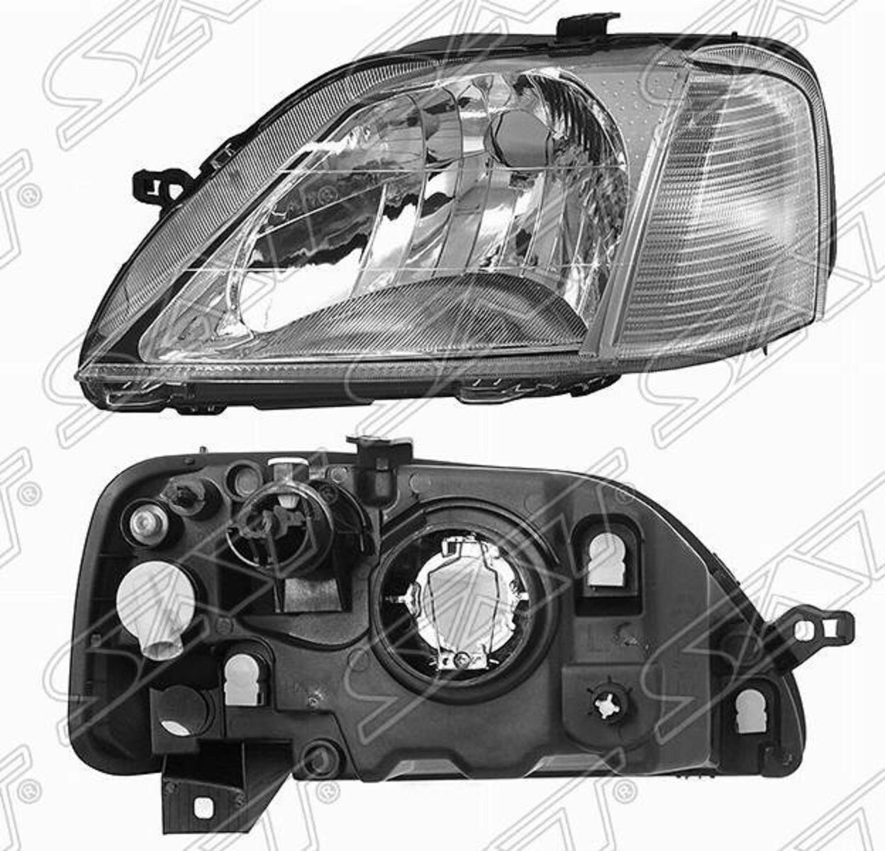 Фара RENAULT LOGAN 05-10 LH хрусталь, с корректором