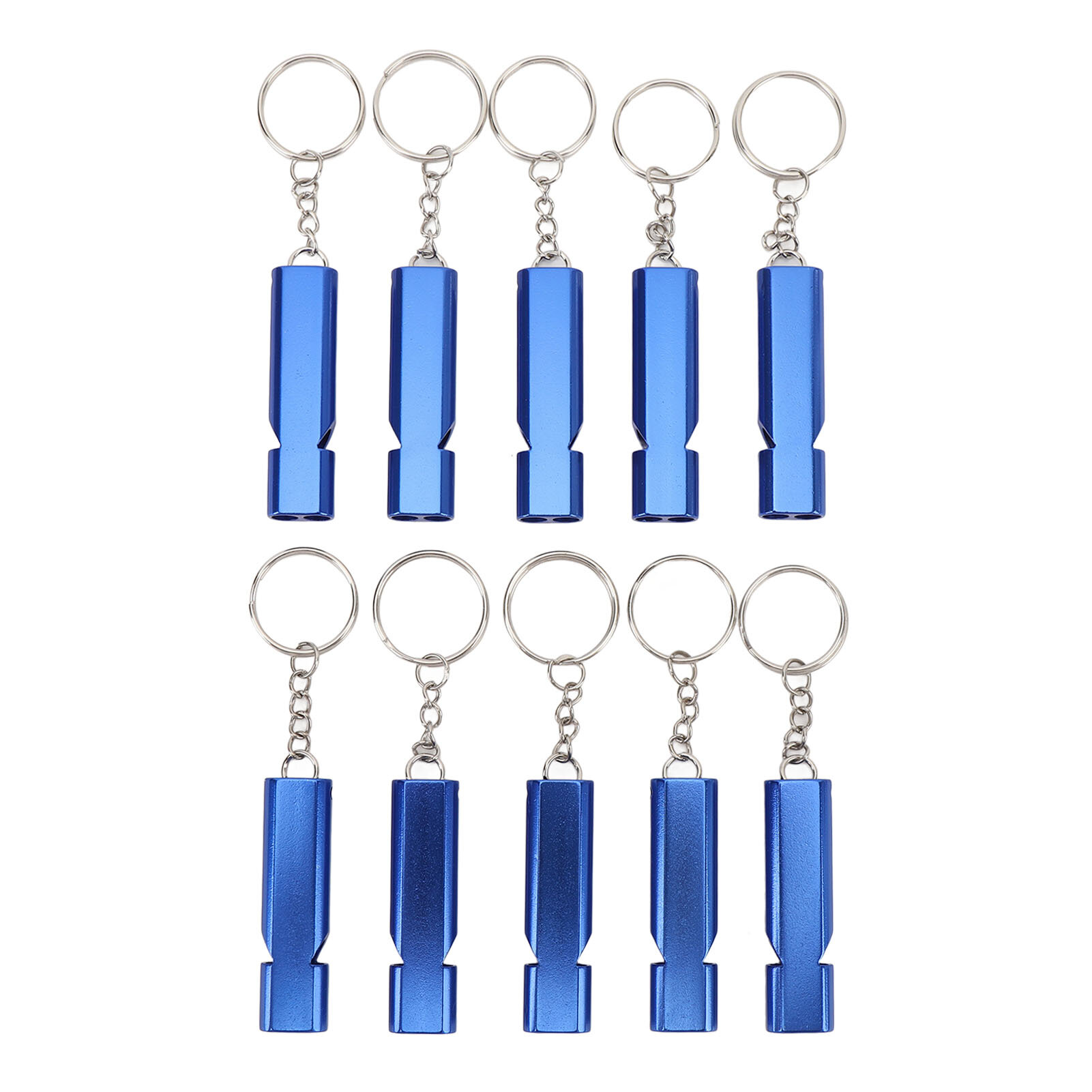 10 шт. аварийных свистков для выживания из алюминиевого сплава, громкий свисток с двойной трубкой, обеспечивающий высокий уровень шума.