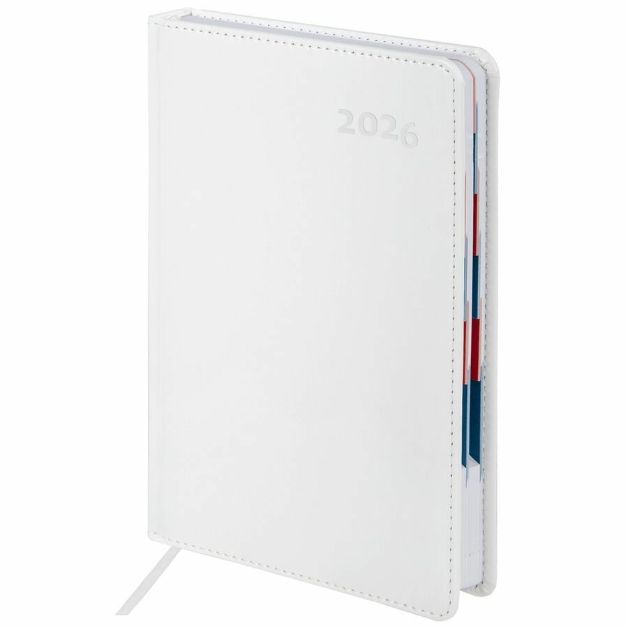 Ежедневник датированный 2026 А5 148х218 мм, GALANT "White", под кожу, белый