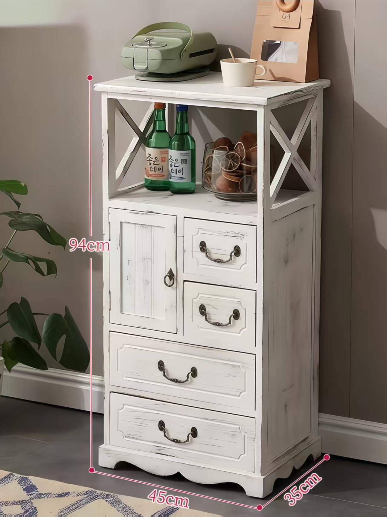 Комод из цельного дерева, простое хранение в стиле ретро, многослойный