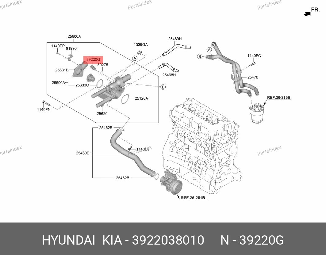 Датчик температуры, HYUNDAI/KIA/MOBIS 3922038010