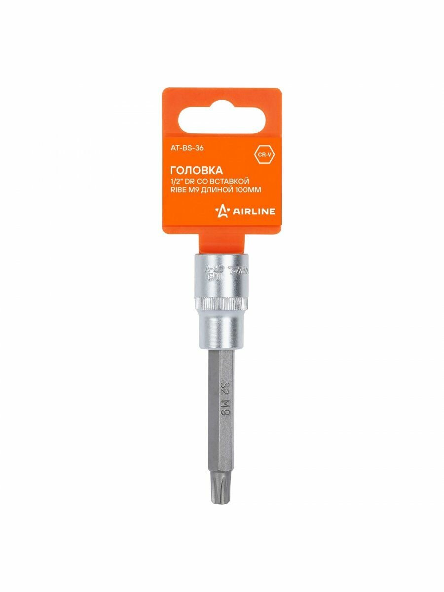 Головка 1/2" DR со вставкой RIBE M9 длиной 100мм (AT-BS-36), AIRLINE ATBS36