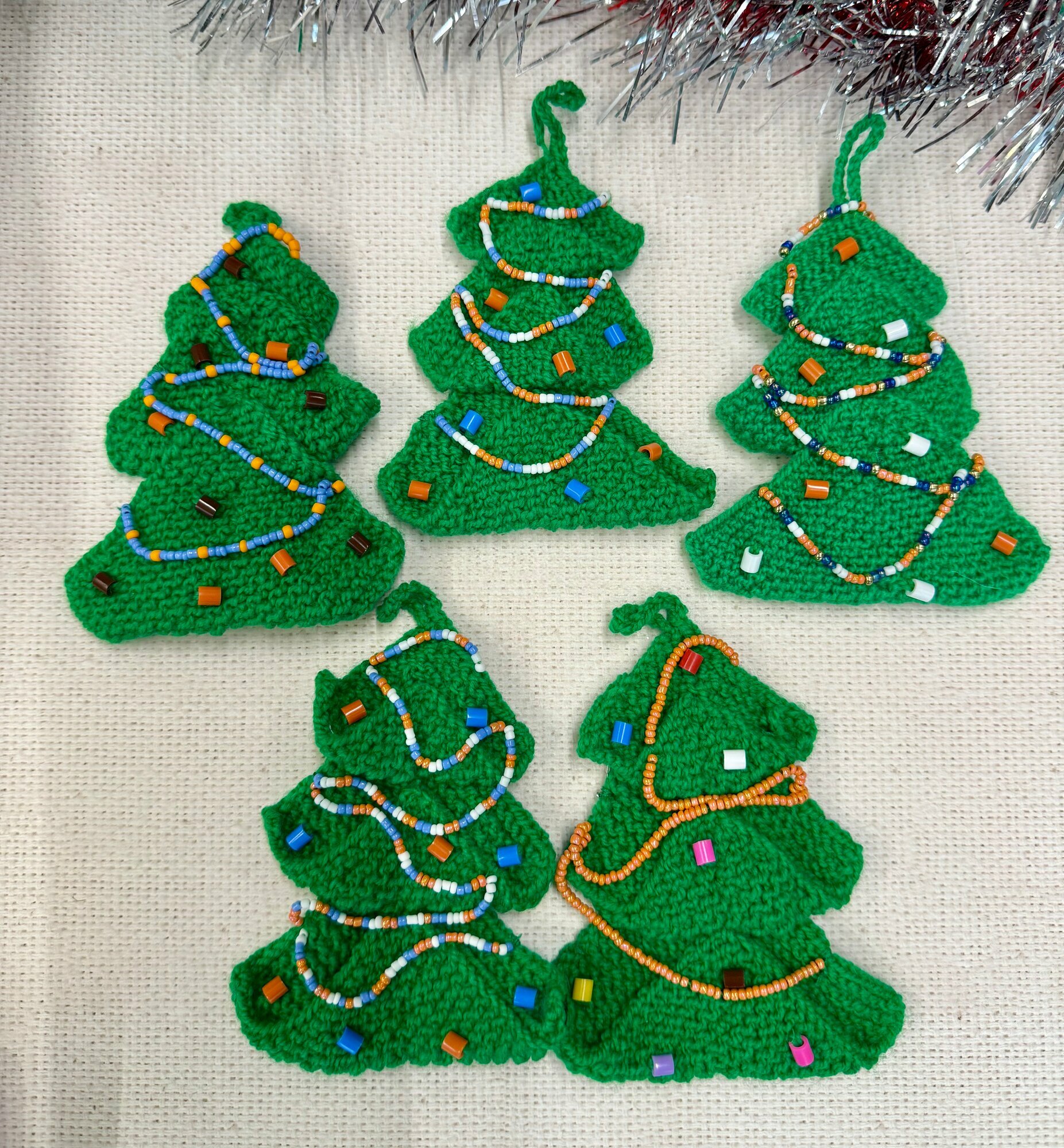 Набор вязанных игрушек аистенок "Елочка", акрил/шерсть, зеленый цвет, 5 шт