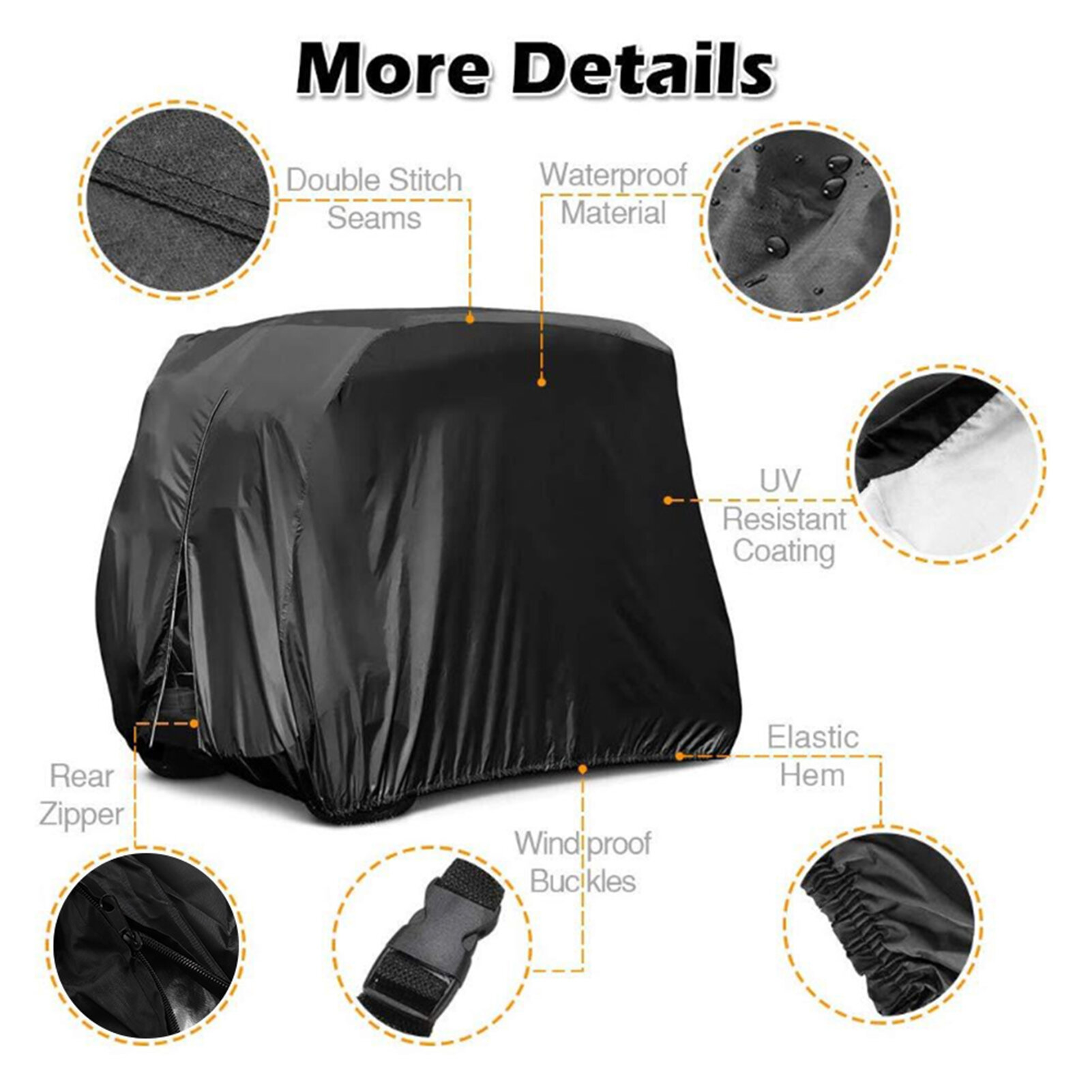 210D черный чехол для тележки, водонепроницаемый непромокаемый пылезащитный чехол для гольф-кара, товары для дома