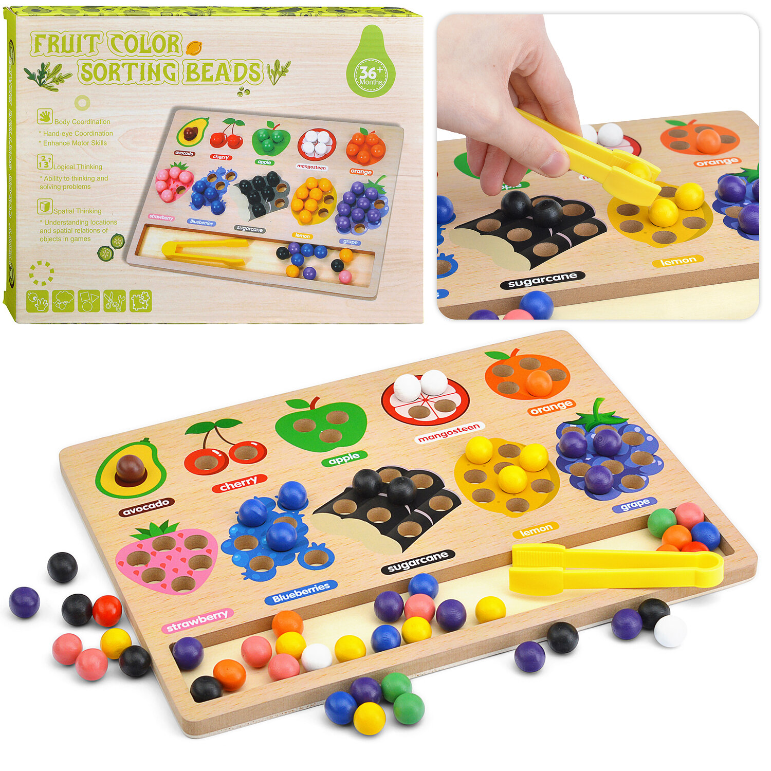 Игра развивающая D2111 "Фруктики", 30х1х22,5 см, дерево, пластик