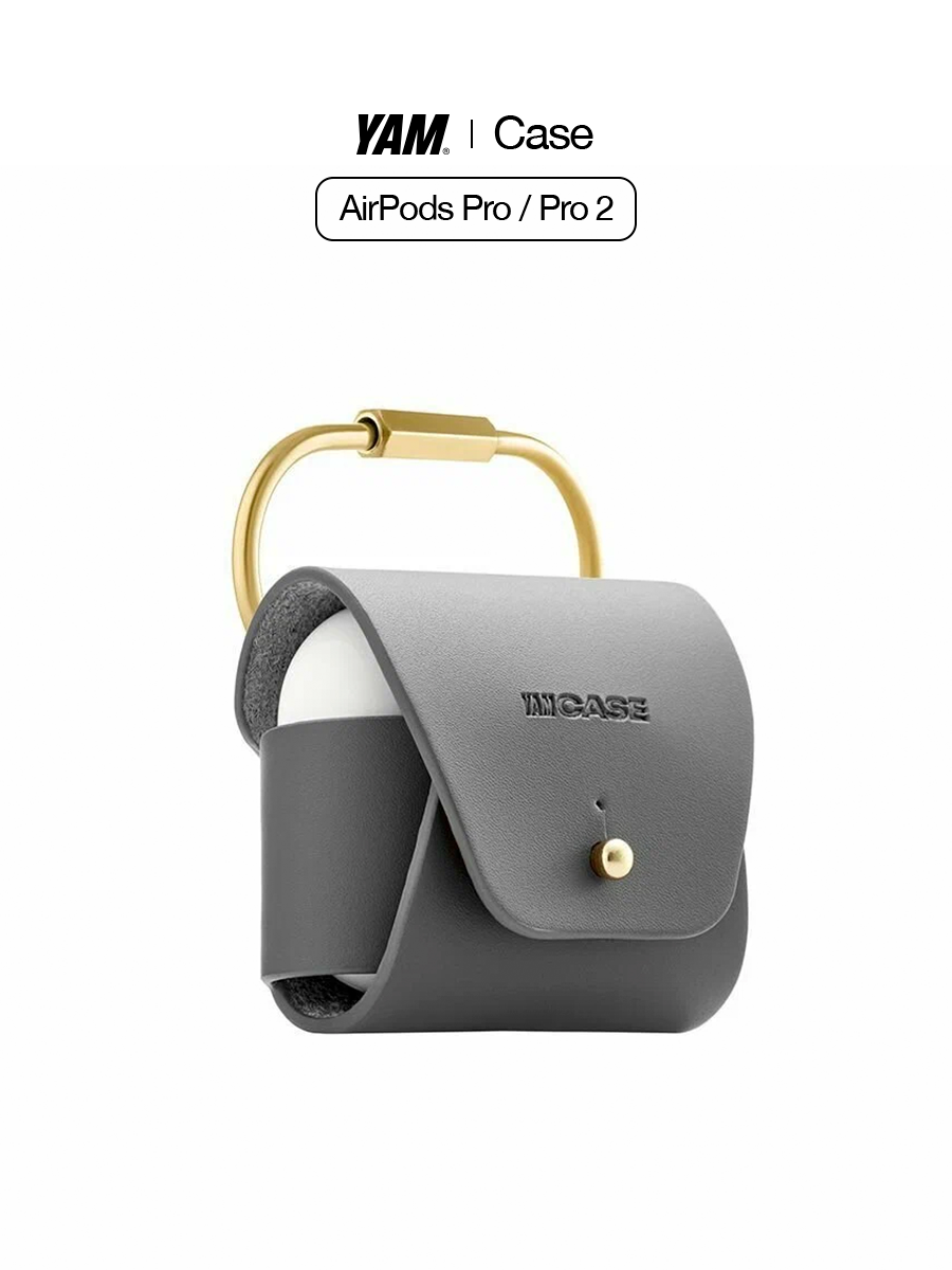 Чехол Yamcase, для AirPods Pro/ 2, влагозащищённый, ударопрочный, серый