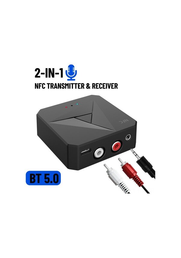 Передатчик-приёмник NFC Bluetooth 5.0 2-в-1, порты 3,5 мм и RCA, для автомобильных и домашних аудиосистем, Plug & Play, питание от USB