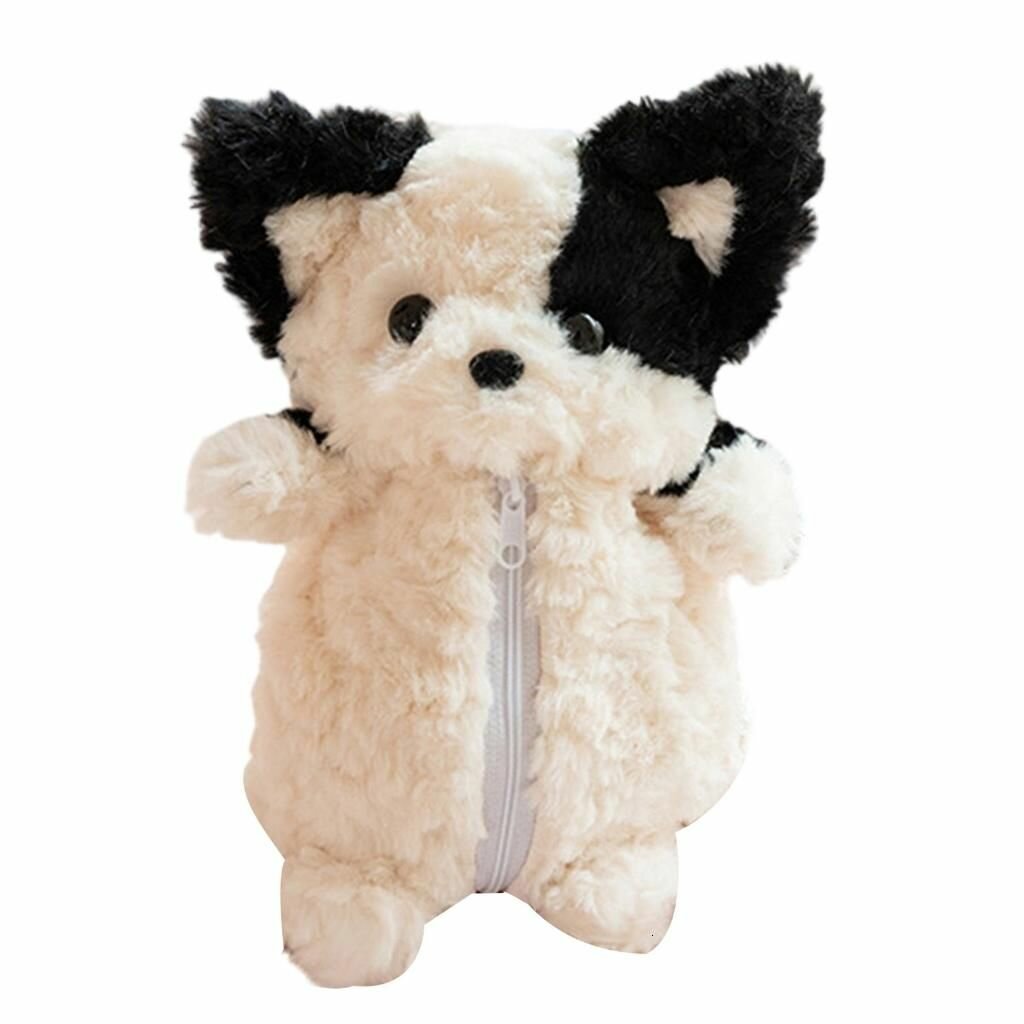 Канцелярская сумка для карандашей с корги и шарфом, Черный