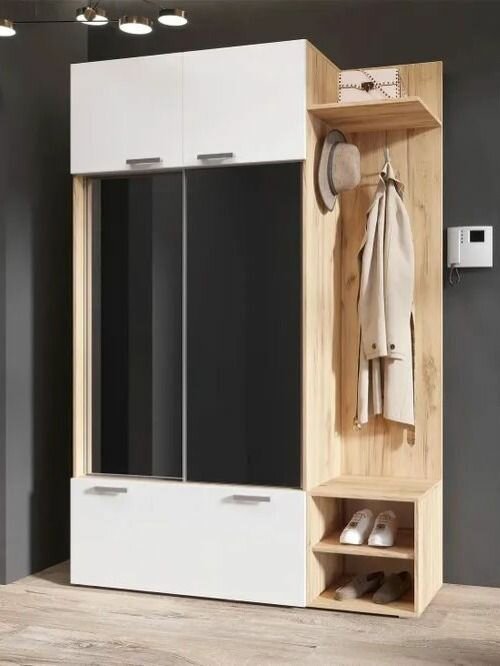 Прихожая Стелла Белый глянец холодный/Дуб Крафт 1420х2100х440 мм. МИФ