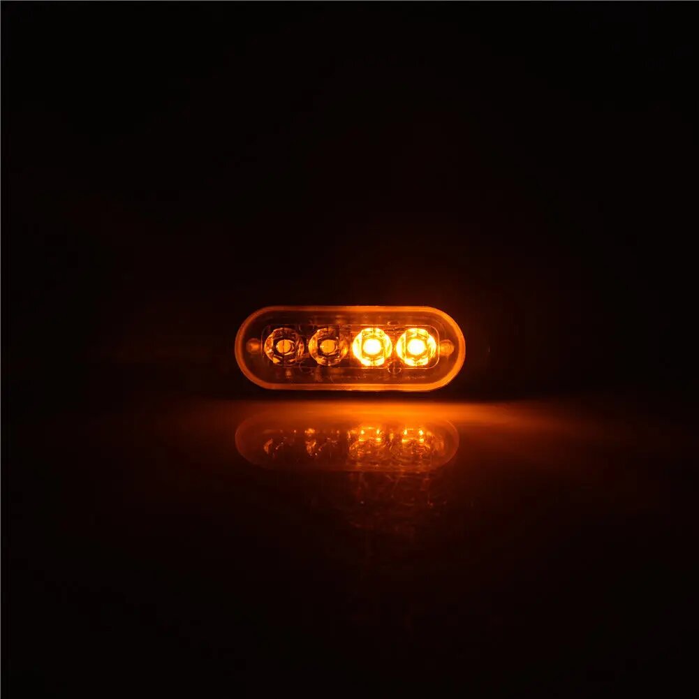 Желтый стробоскоп 4 LED, 12/24В, для авто и грузовика
