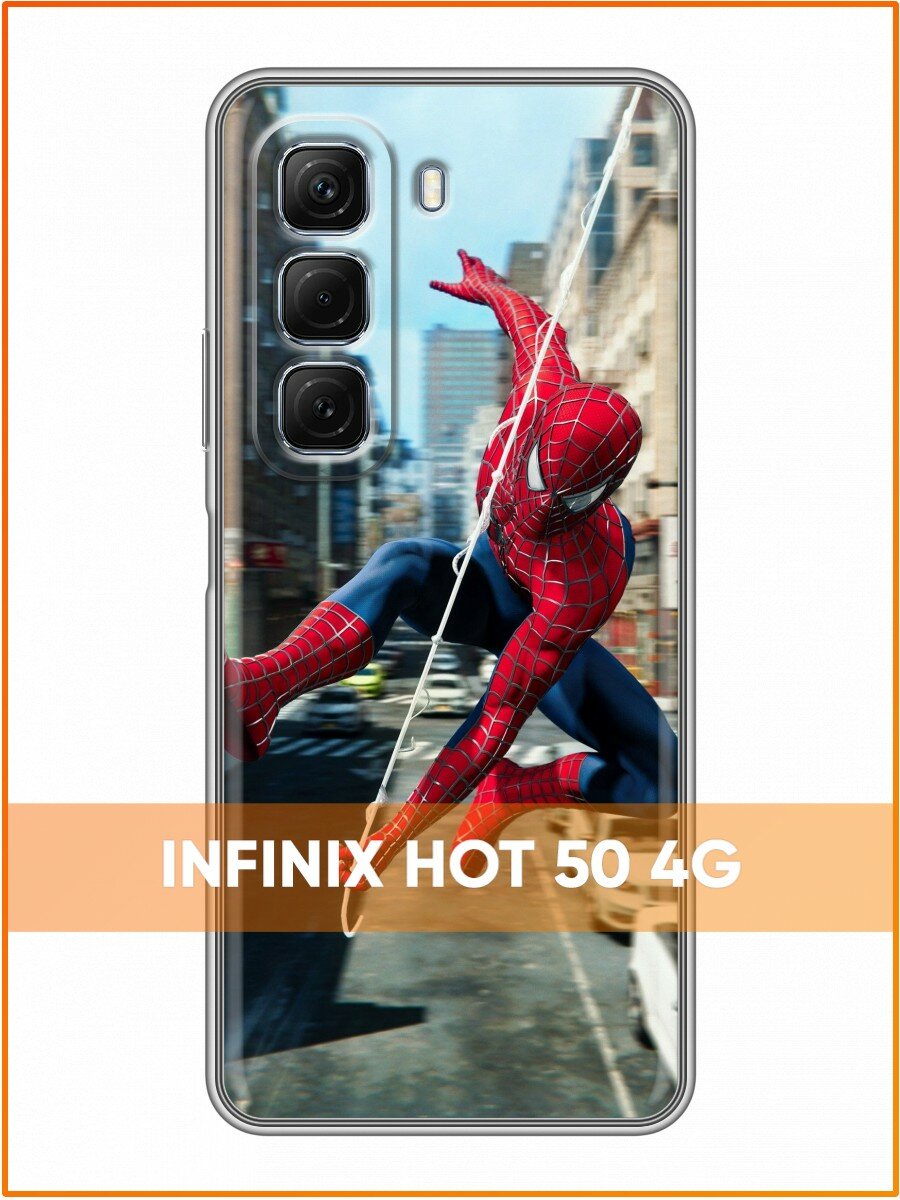 Чехол для Infinix Hot 50 4G с принтом для мальчиков с Человеком Пауком (Инфиникс Хот 50 4G)