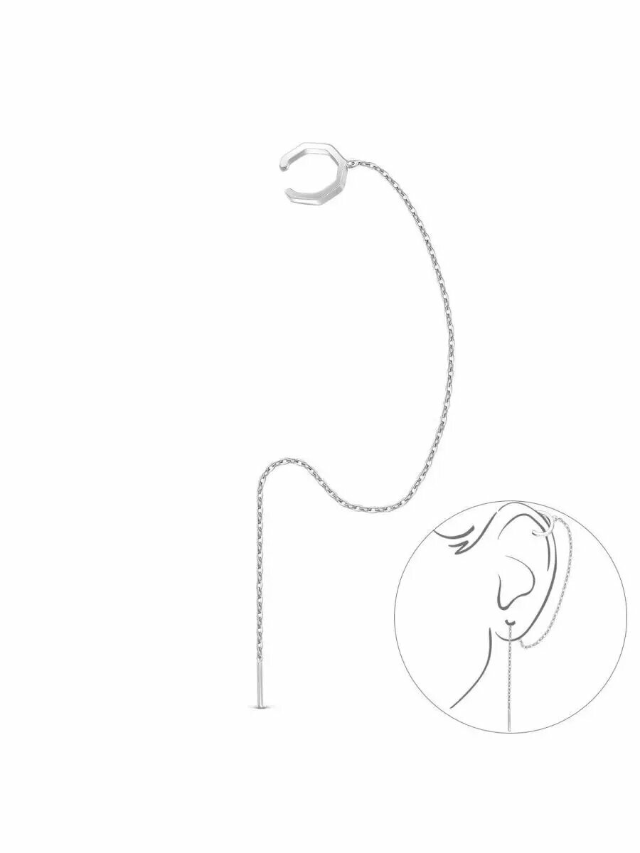 Кафф, серебро, 925 проба, родирование