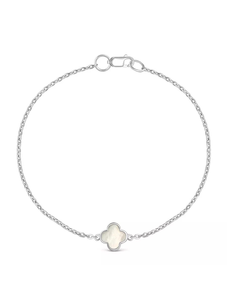 Браслет, серебро, 925 проба, родирование, перламутр