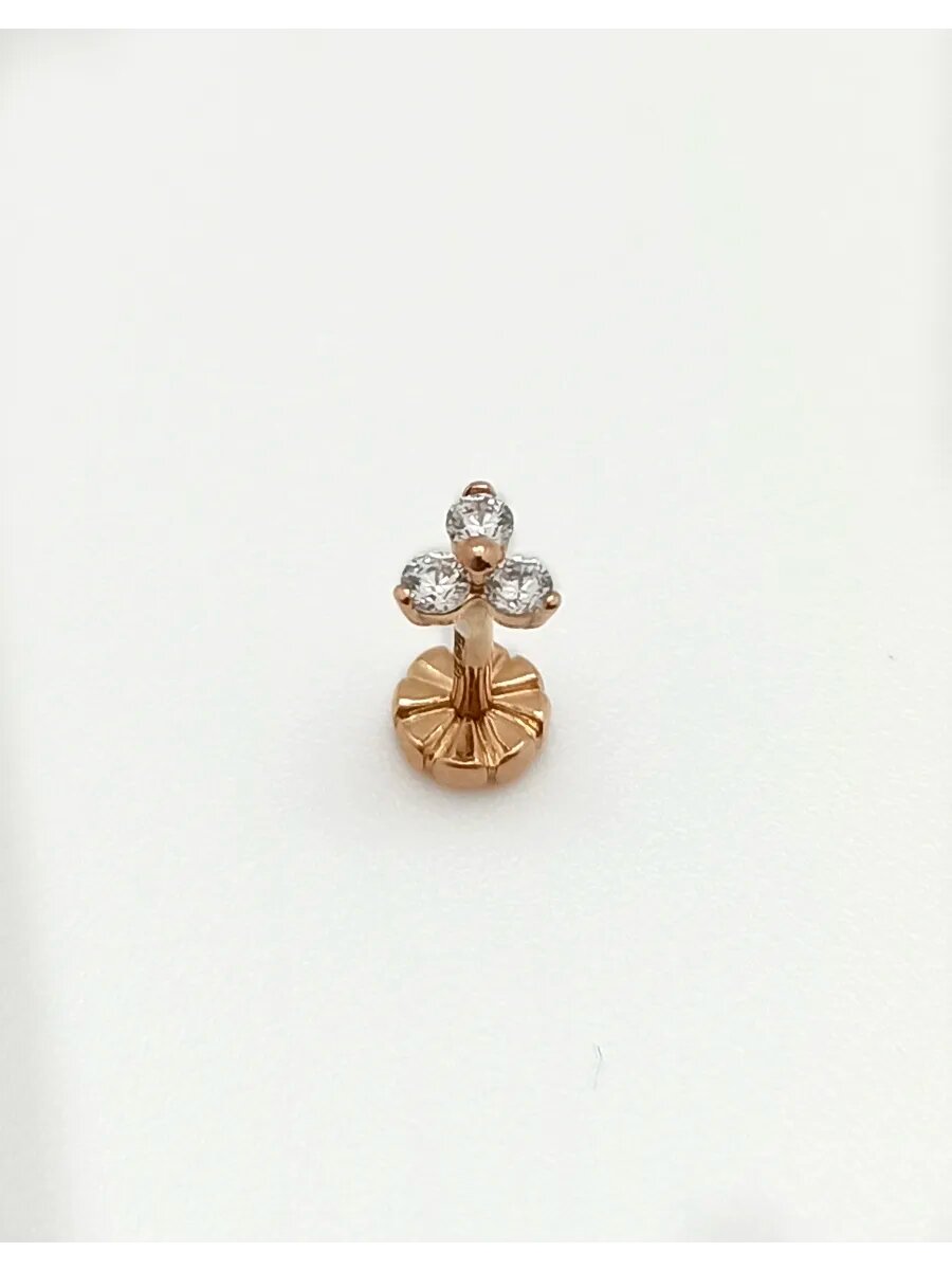 Моносерьга, серебро, 925 проба, золочение, фианит