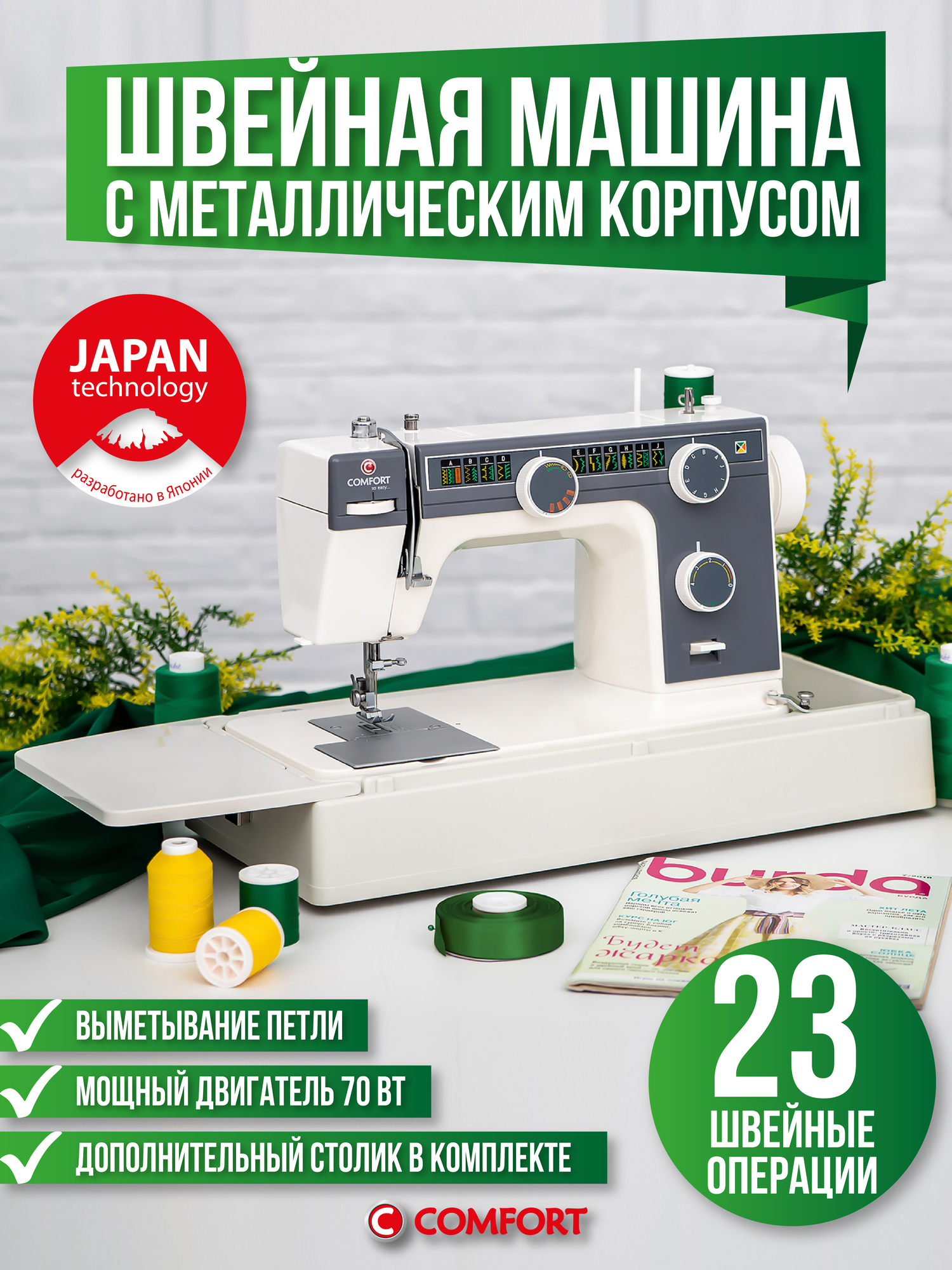 Швейная машина Comfort 394, 24 операции, петля полуавтомат, металлический корпус