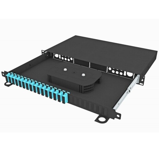 Кросс оптический Toplan стоечный выдвижной 19", 32 SC/UPC адаптеров, многомодовый ОМ3, 1U, черный, укомплектованный