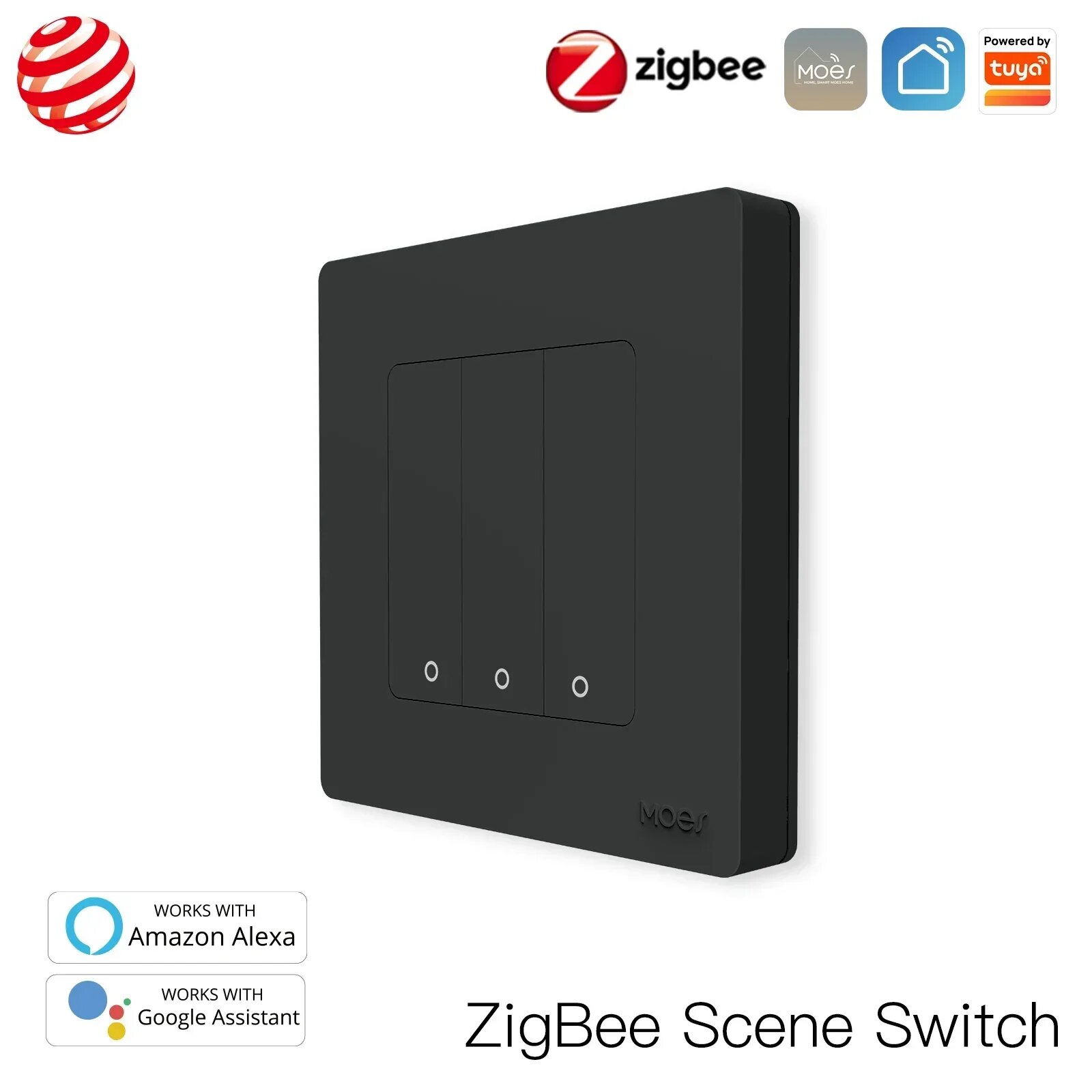 MOES Звездные кольцевые выключатели ZigBee3.0, 3 gang scene switch, MOES Star Ring