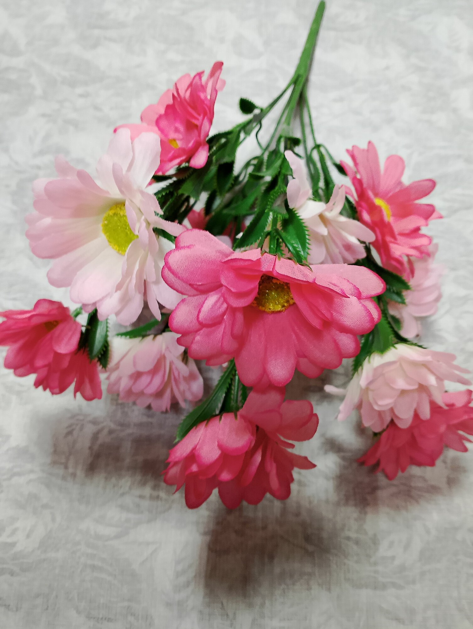 Искусственные цветы "Букет Гербера двухцветная" 14 бутонов, высота 50 см, Цвет: розовый