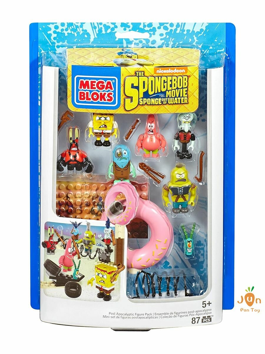 Mega Bloks SpongeBob SquarePants Post-Apocalypse Figure Pack / детские игрушки, набор пончиков на тему судного дня Губки Боба, с куклами и аксессуарами, подходит для детей от 5 лет и старше