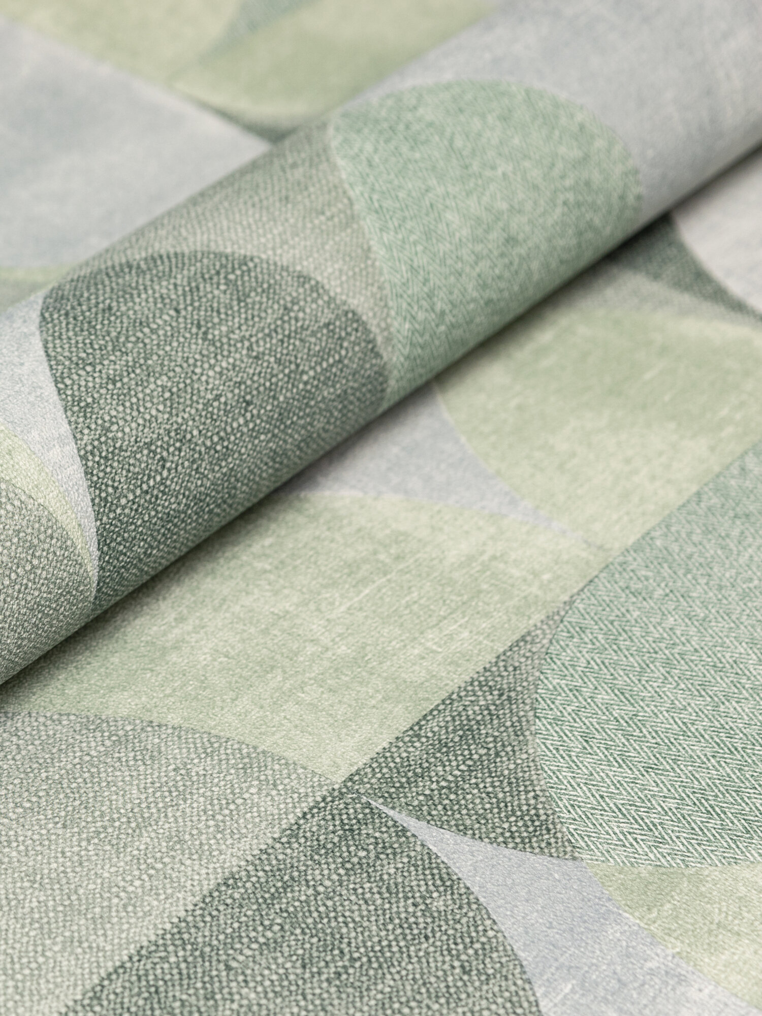 Обои виниловые на флизелине метровые 1.06 KERAMA MARAZZI, Шафран, мотив, круги, зеленый, KM8513